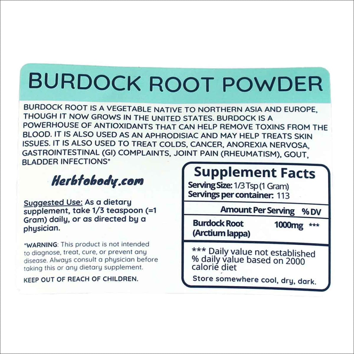 Burdock Root Powder - 4 oz. – Online African Shop